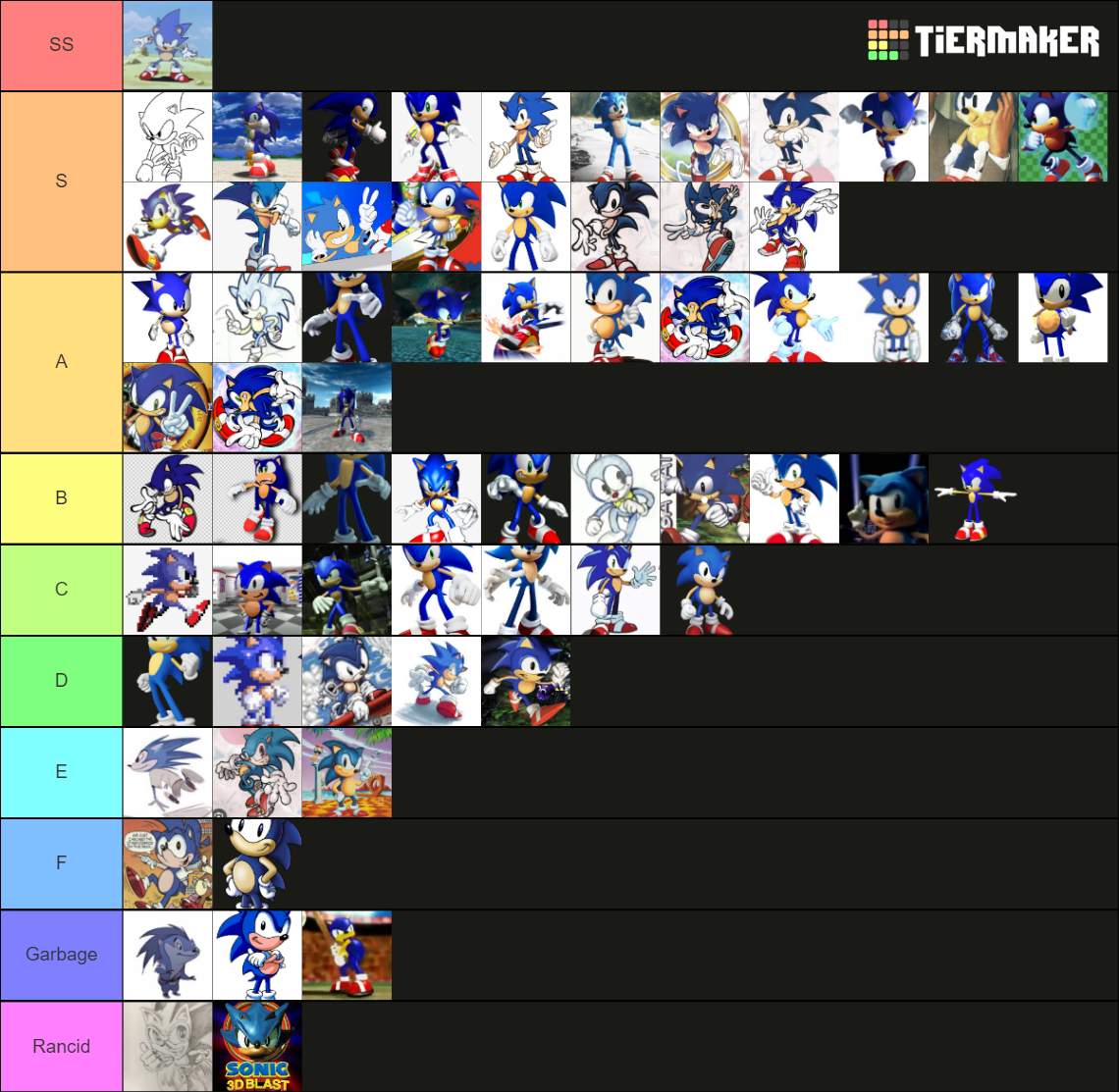 Almost every Sonic design ever Tier List (Community Rankings) - TierMaker