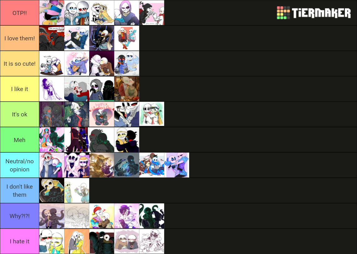 Undertale Au ships Tier List (Community Rankings) - TierMaker