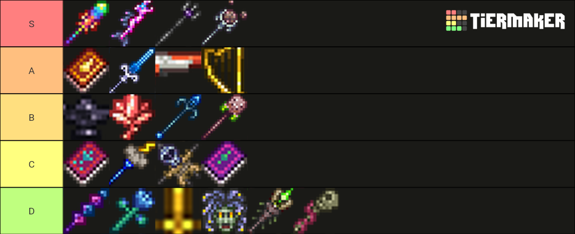 Terraria mage weapon pre-mech Tier List (Community Rankings) - TierMaker