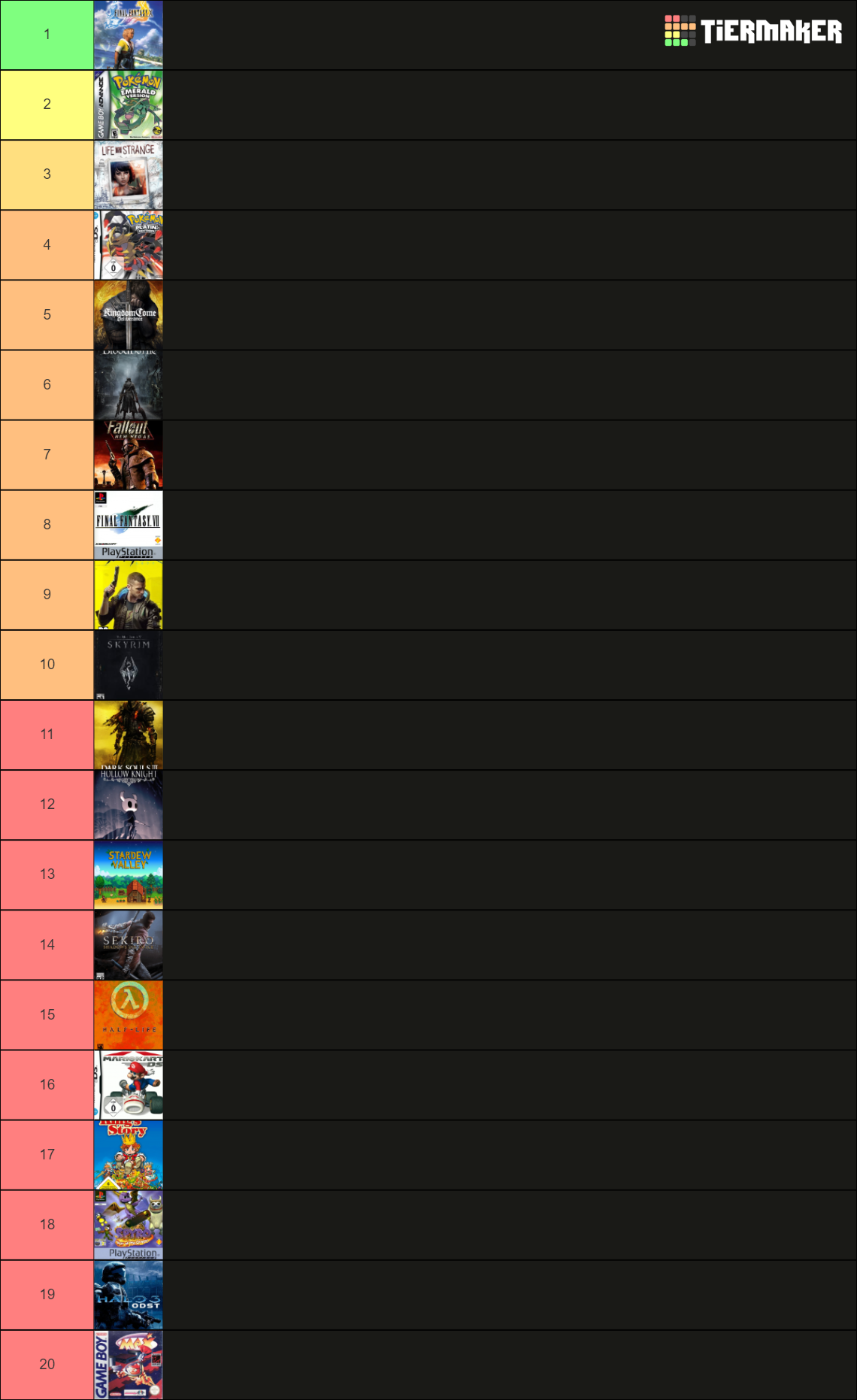 Top 20 Video Games Tier List (Community Rankings) - TierMaker