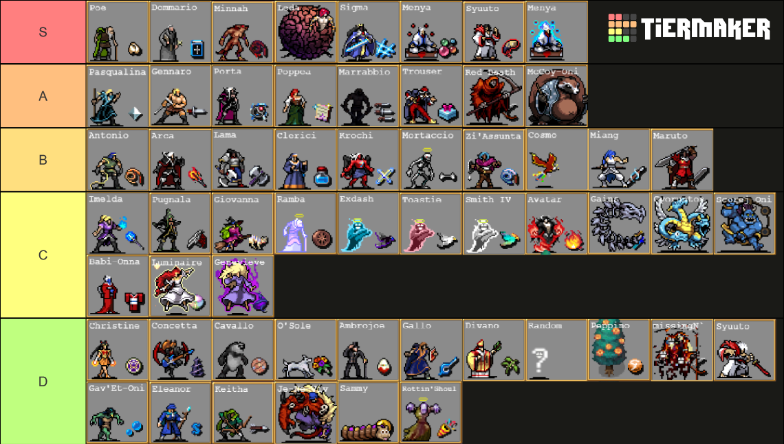 Vampire Survivors Characters Tier List (Community Rankings) - TierMaker