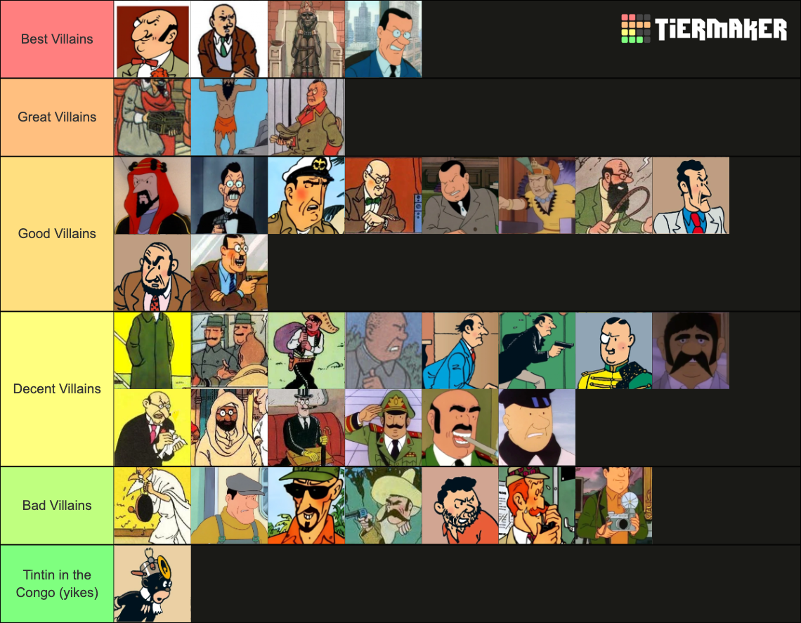 Tintin Books Villains Tier List (Community Rankings) - TierMaker