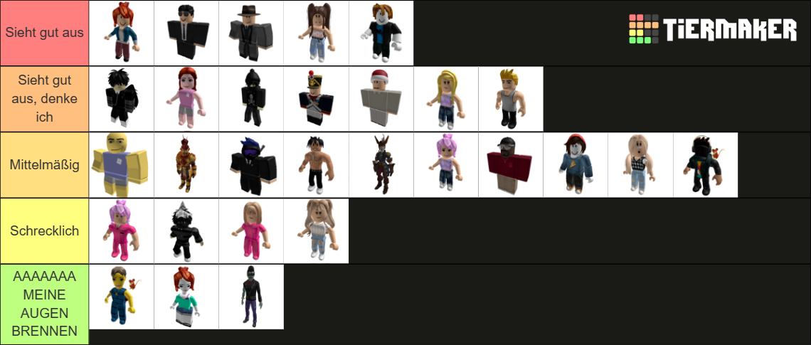 of Random Roblox Avatars Tier List (Community Rankings) - TierMaker