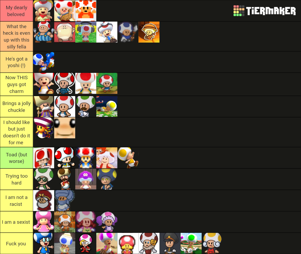 Toad Tier List (Community Rankings) - TierMaker