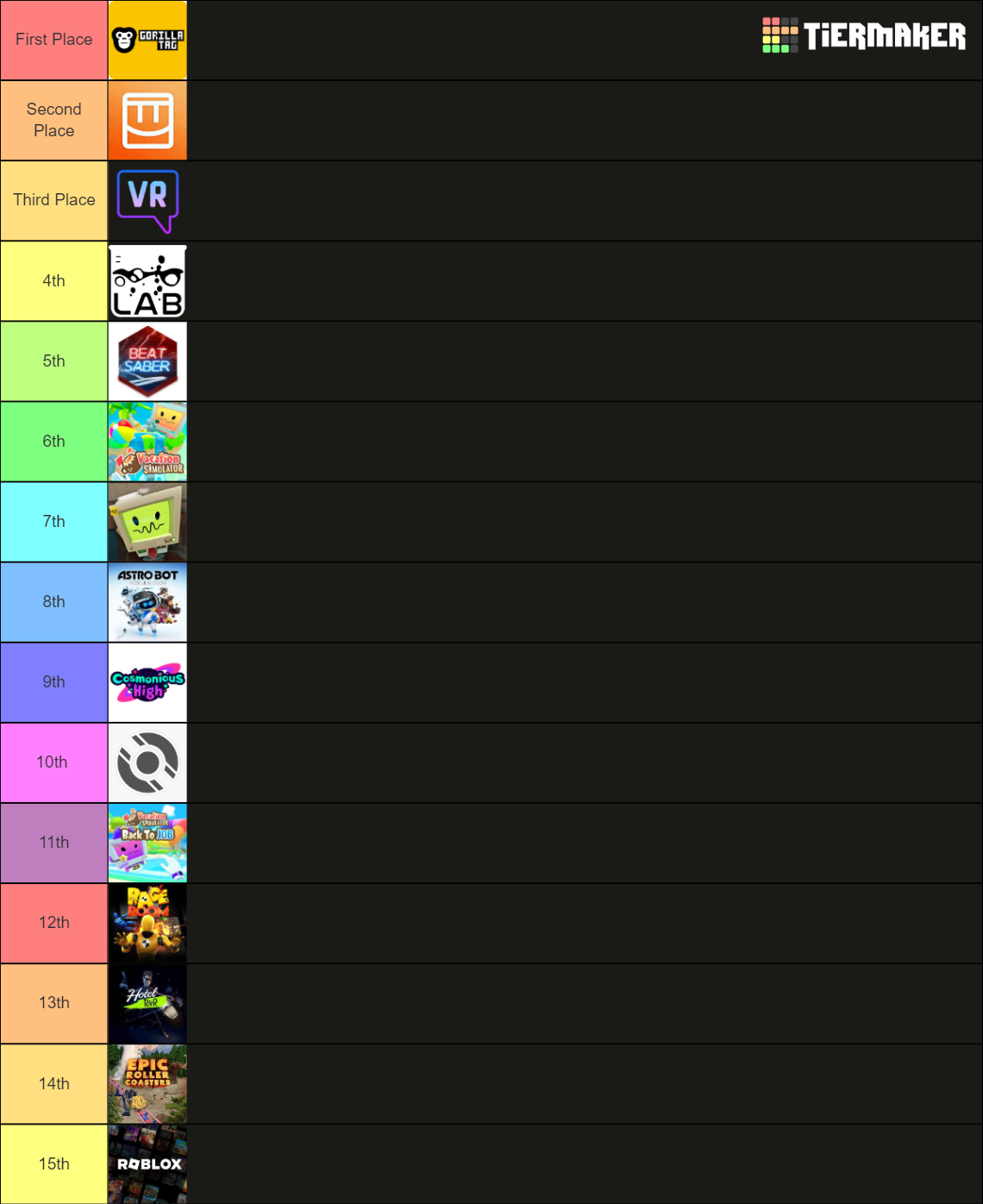 Every VR Game I Have Tier List (Community Rankings) - TierMaker
