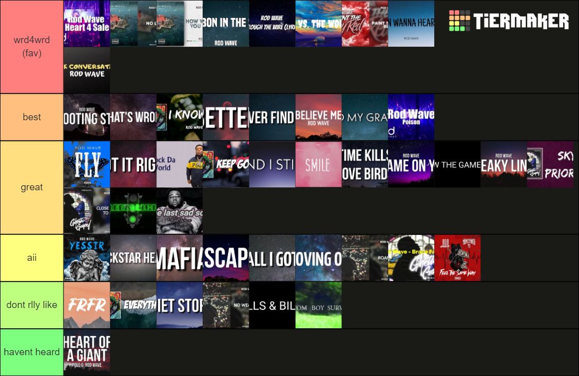 rod wave song Tier List (Community Rankings) - TierMaker