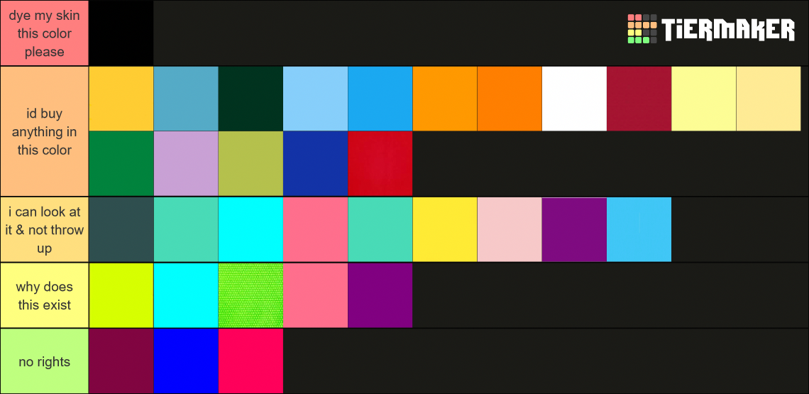 favorite color Tier List (Community Rankings) - TierMaker