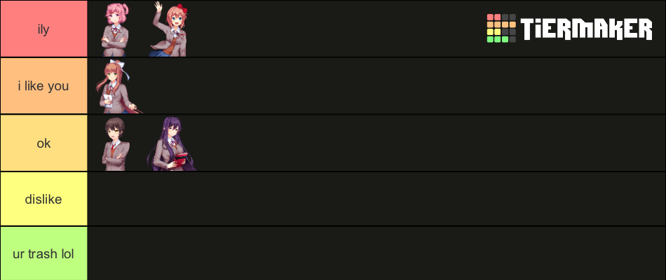 ddlc characters Tier List (Community Rankings) - TierMaker