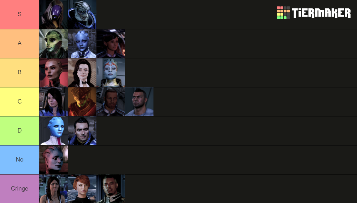 Mass Effect Trilogy Romances Tier List Community Rankings Tiermaker