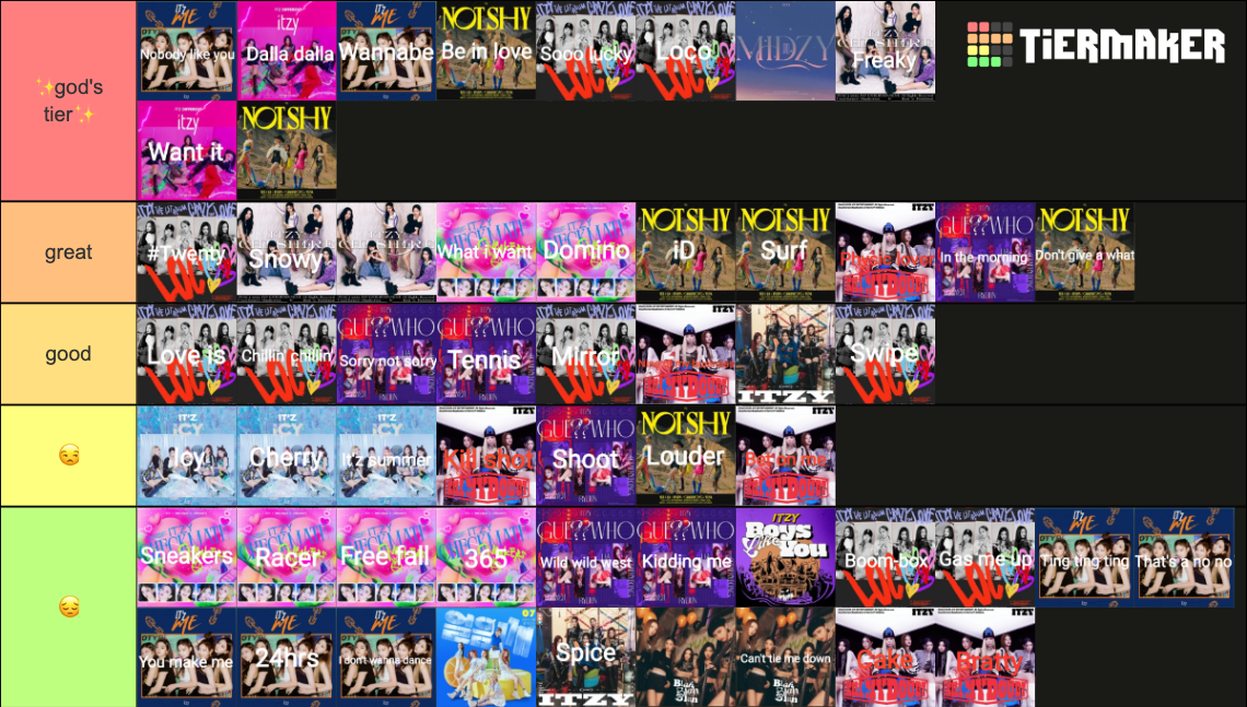 Itzy songs Tier List (Community Rankings) - TierMaker