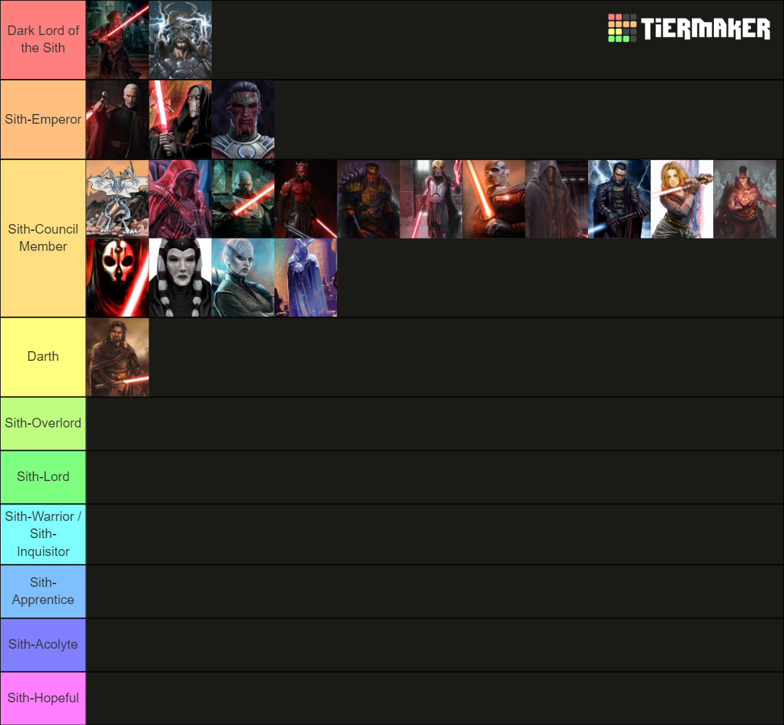 Ultimate Sith Ranking (Legends) Tier List (Community Rankings) - TierMaker