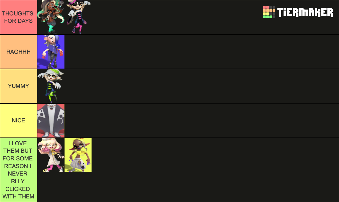 All Splatoon Idols (1+2+3) Tier List (Community Rankings) - TierMaker