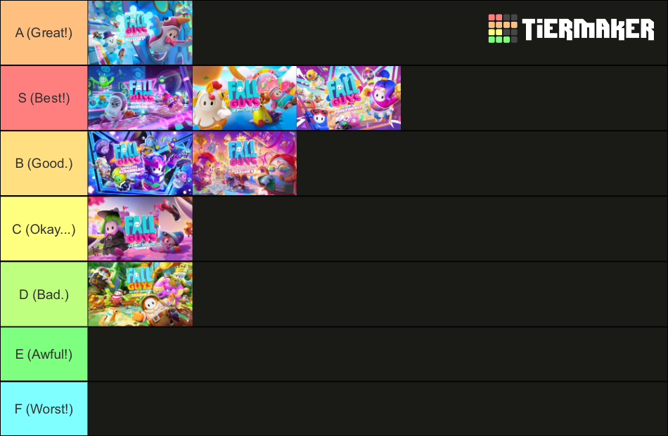 Fall Guys| Season Tier! (OG Season 1- New Season 2) Tier List ...