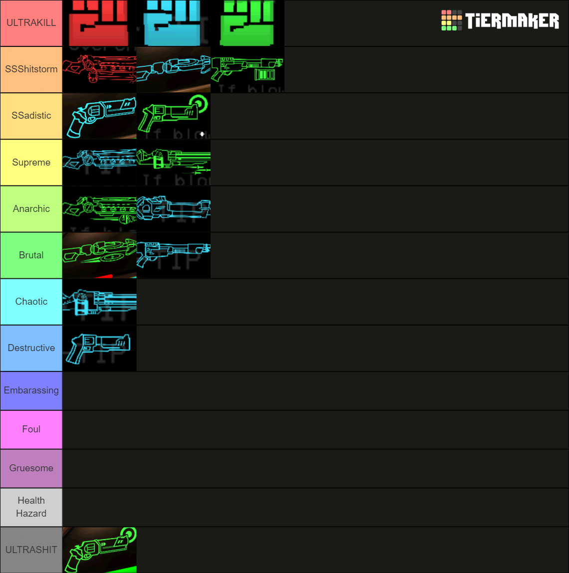 ULTRAKILL Weapons (Act 2) Tier List (Community Rankings) - TierMaker