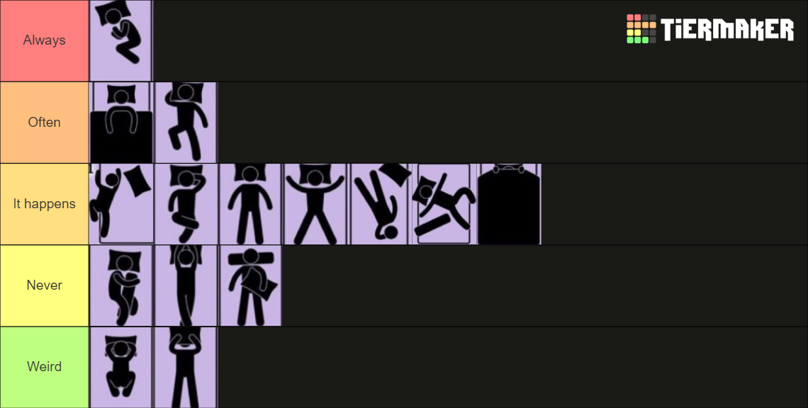 Sleeping positions Rank Tier List (Community Rankings) - TierMaker