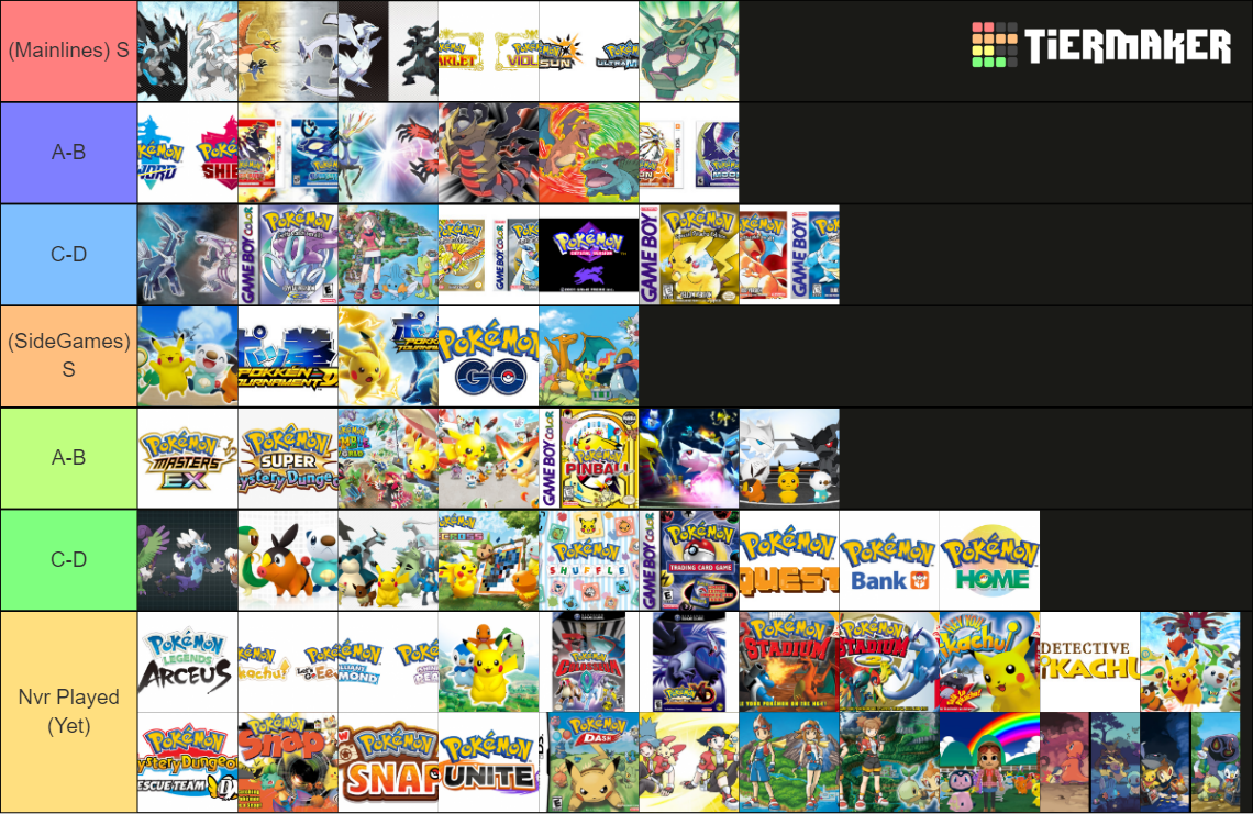 Every Pokemon Video Game Ever Tier List (Community Rankings) - TierMaker