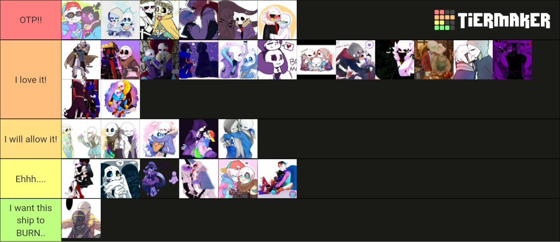 Sans Au Ships!! Tier List (Community Rankings) - TierMaker
