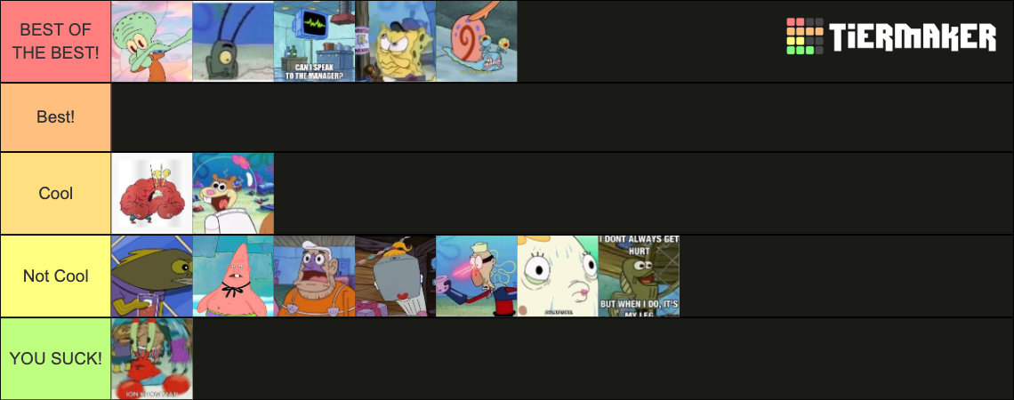 SpongeBob characters Tier List (Community Rankings) - TierMaker