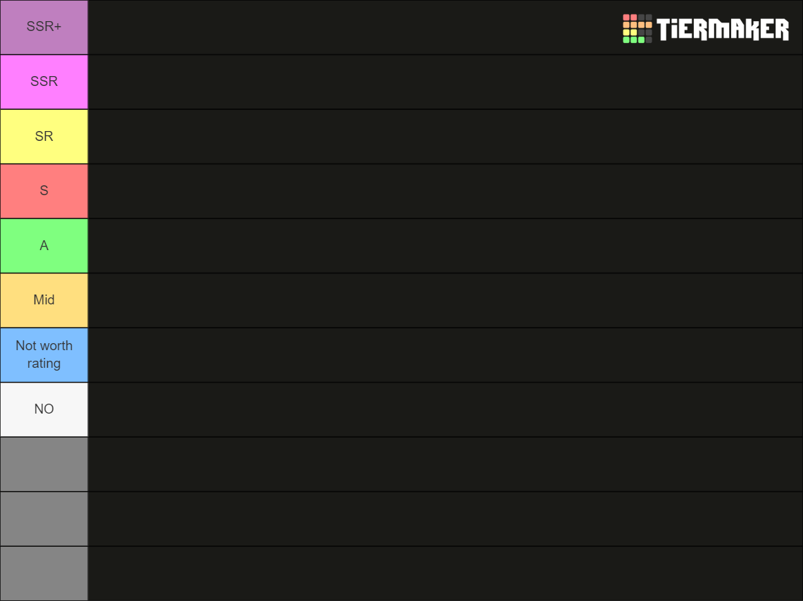 Empty Template for YouTube Tier List (Community Rankings) - TierMaker