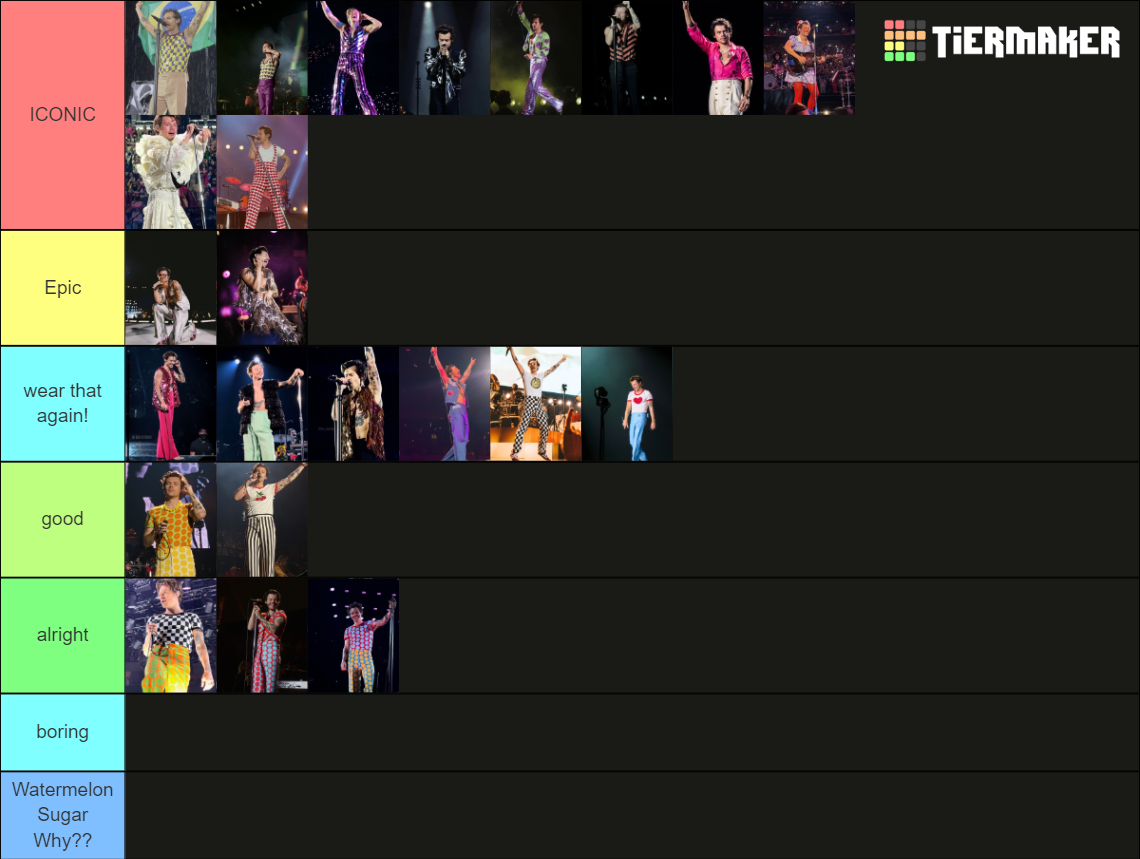 ALL Harry Styles Show & Tour Outfits (solo) Tier List (Community ...