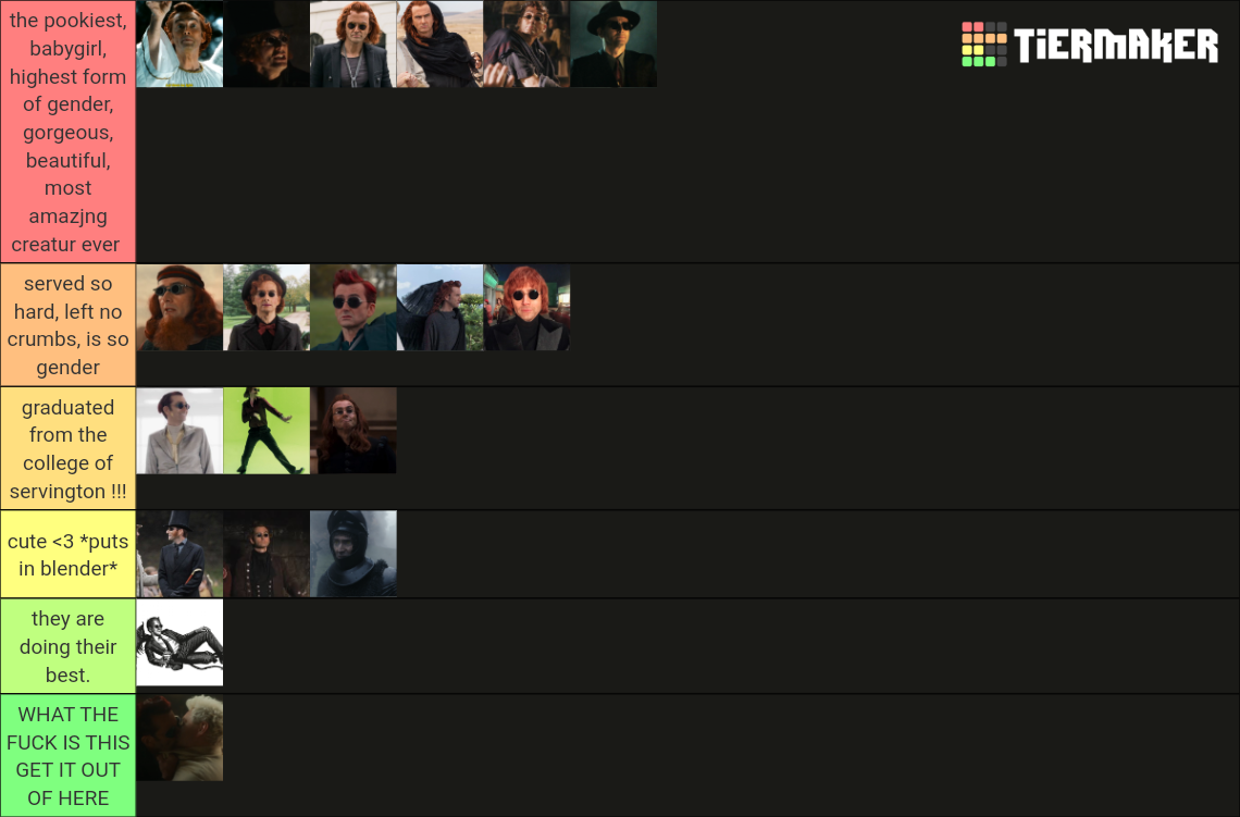 rating crowley's outfits from good omens (seasons 1&2) Tier List ...