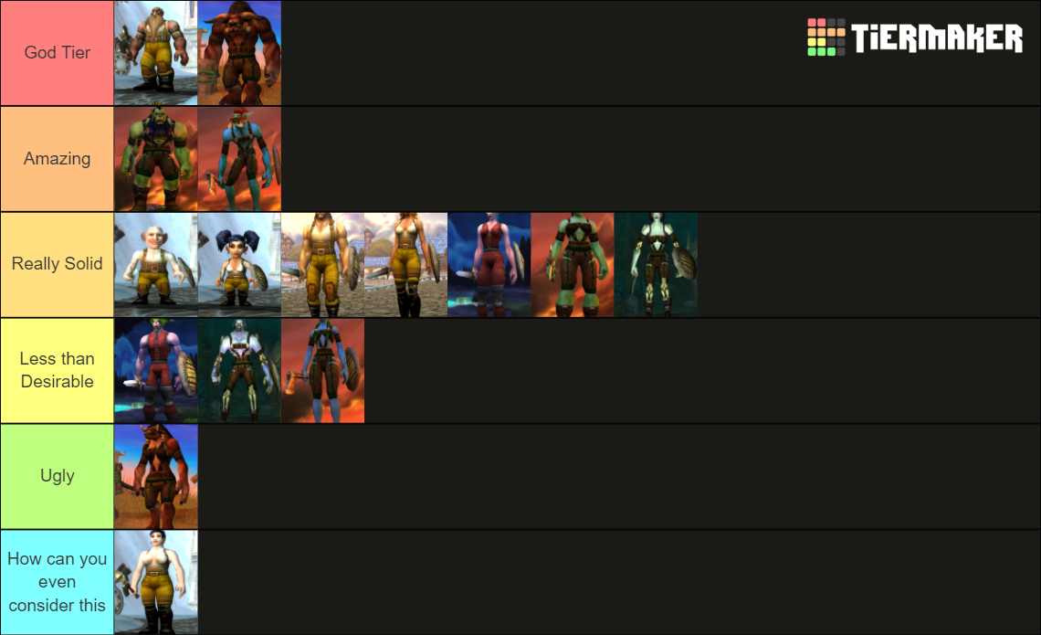Vanilla WoW Races/Genders Tier List (Community Rankings) - TierMaker