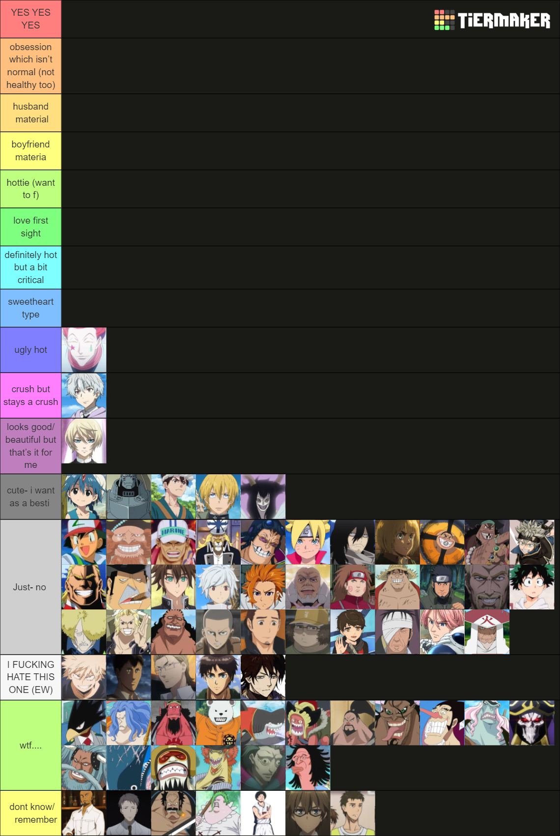 Anime Male Character List (500+) Tier List (Community Rankings) - TierMaker