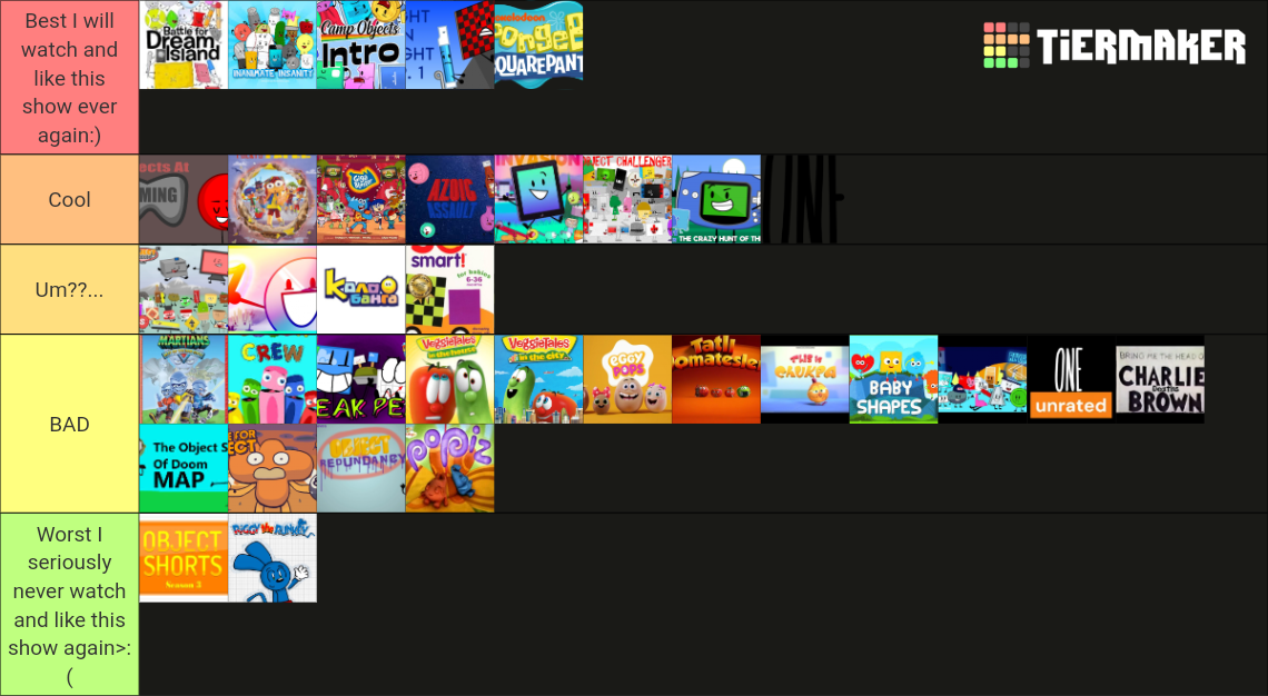 My show Tier List (Community Rankings) - TierMaker