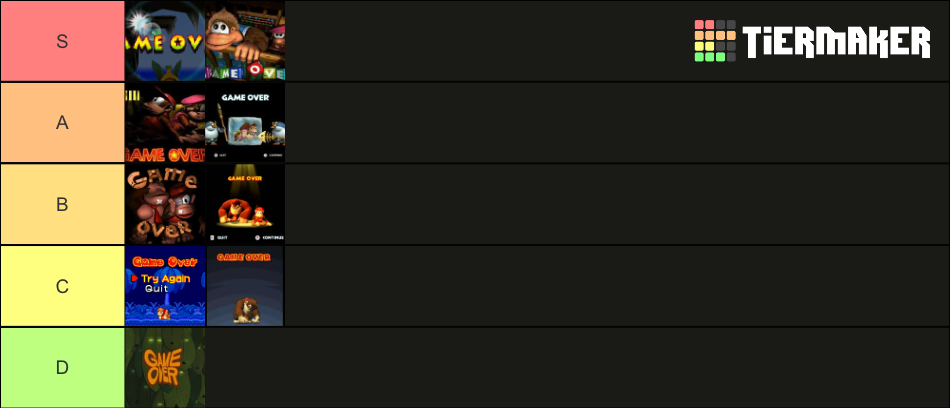 Donkey Kong Game Over Screens Tier List (Community Rankings) - TierMaker