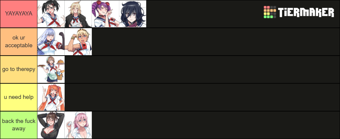 yandere simulator rivals Tier List (Community Rankings) - TierMaker