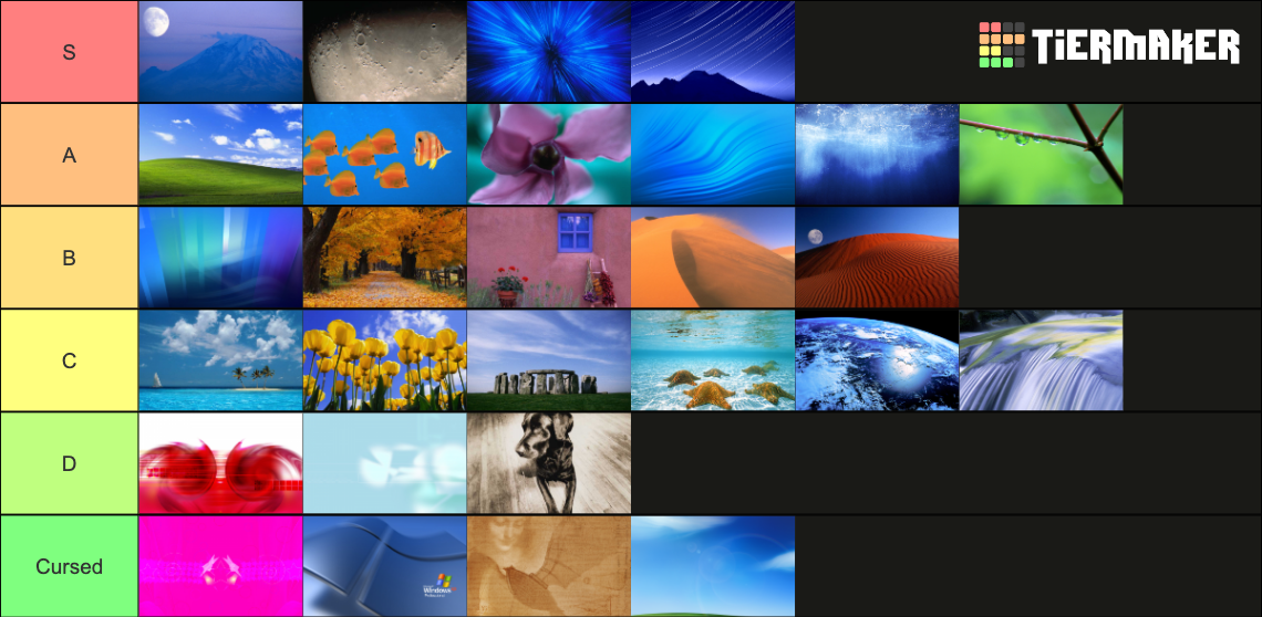 Windows XP Wallpapers Tier List (Community Rankings) - TierMaker