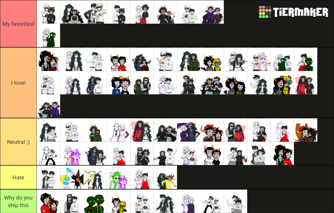 Homestuck ships Tier List (Community Rankings) - TierMaker