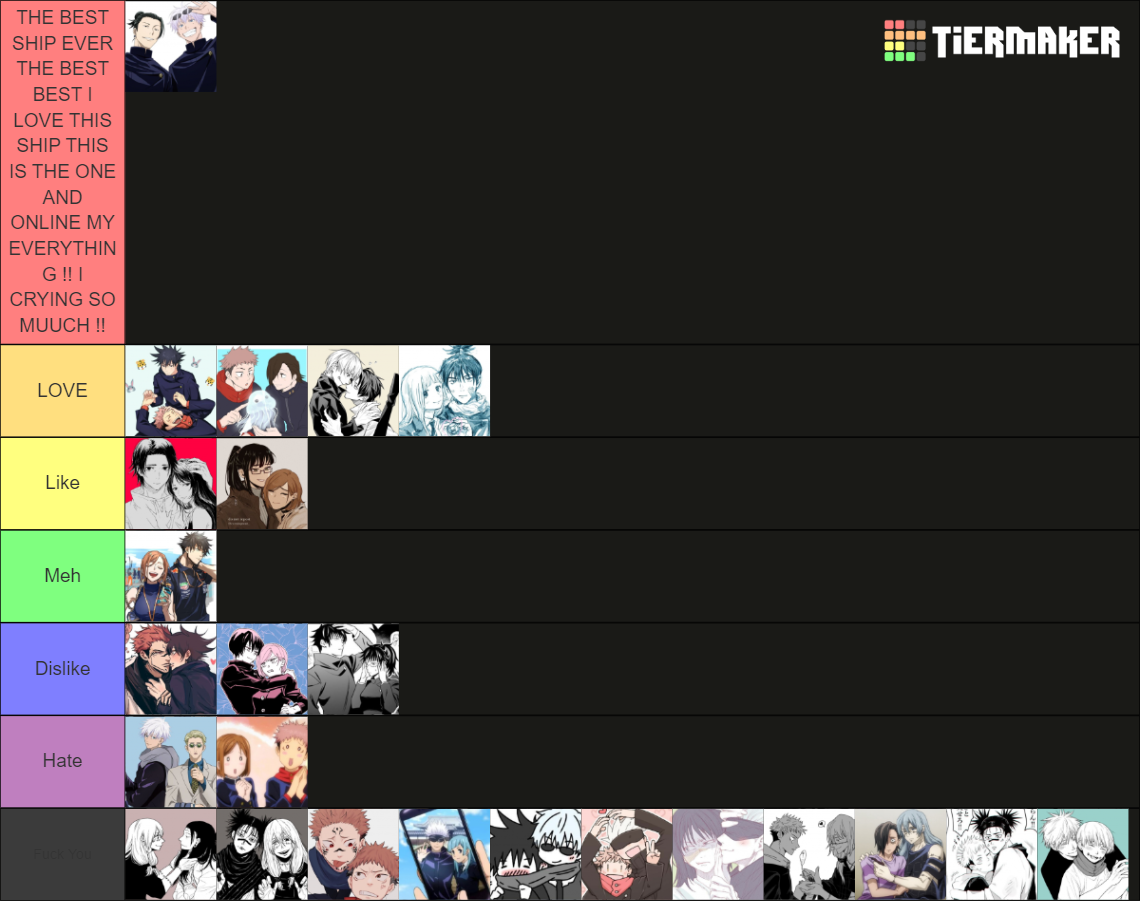 Jujutsu Kaisen Ships Tier List (Community Rankings) - TierMaker