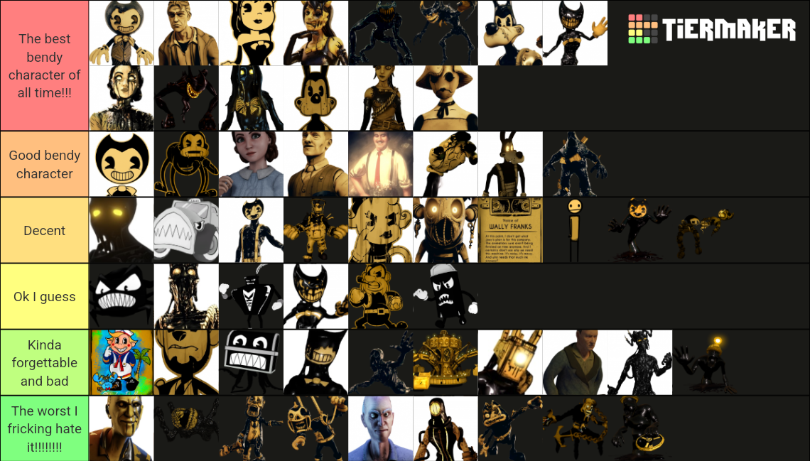 All of the bendy characters ranking Tier List (Community Rankings) - TierMaker