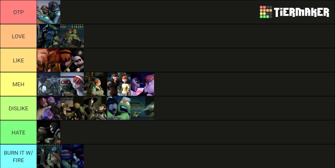 TMNT 2012 SHIPPING CHART Tier List (Community Rankings) - TierMaker