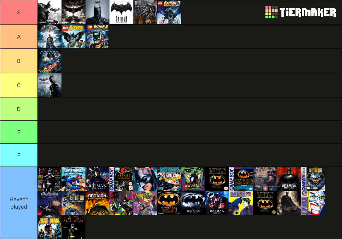 Batman Video Games Tier List (Community Rankings) - TierMaker