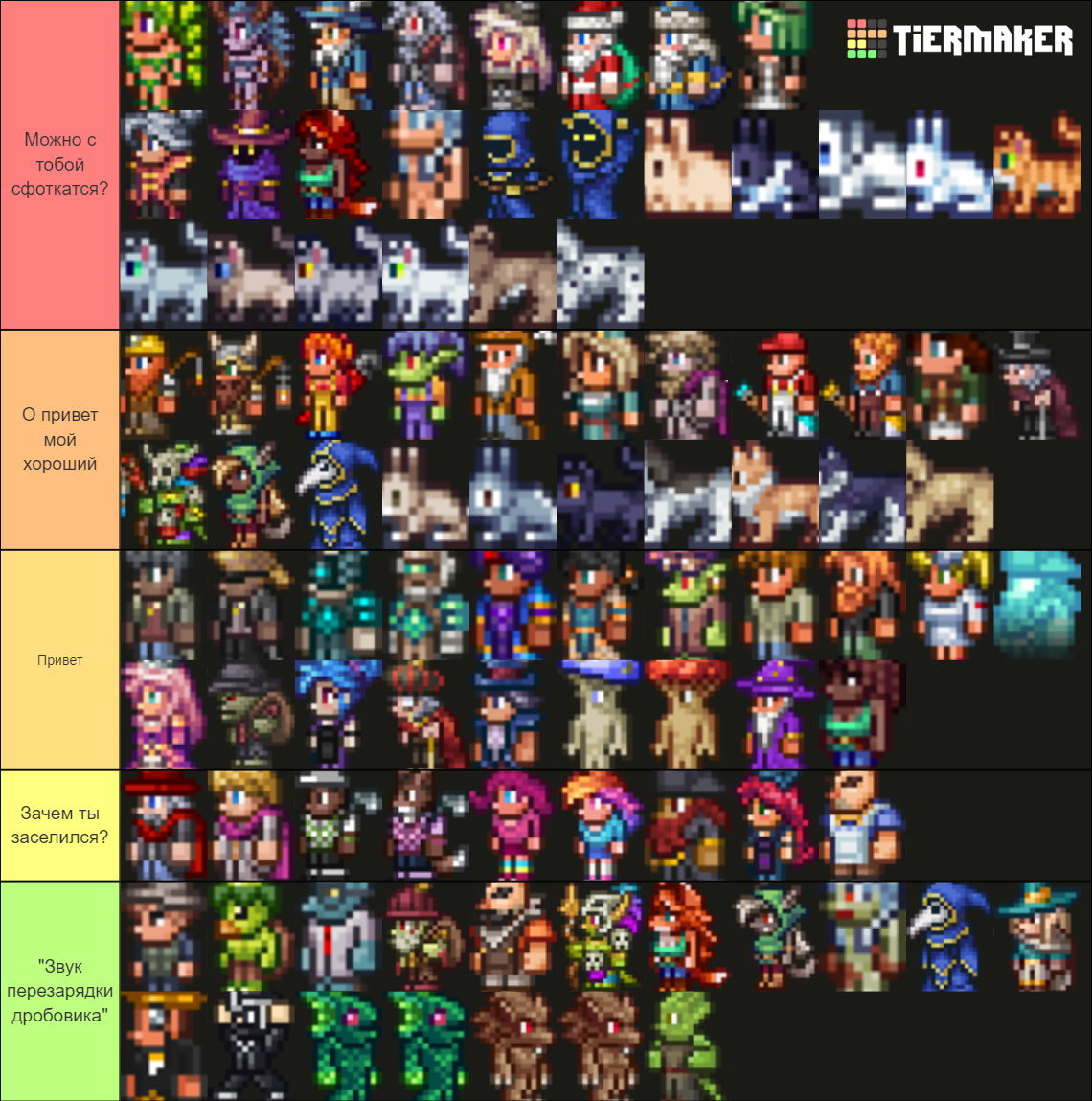 Every Terraria NPC look + more Tier List (Community Rankings) - TierMaker