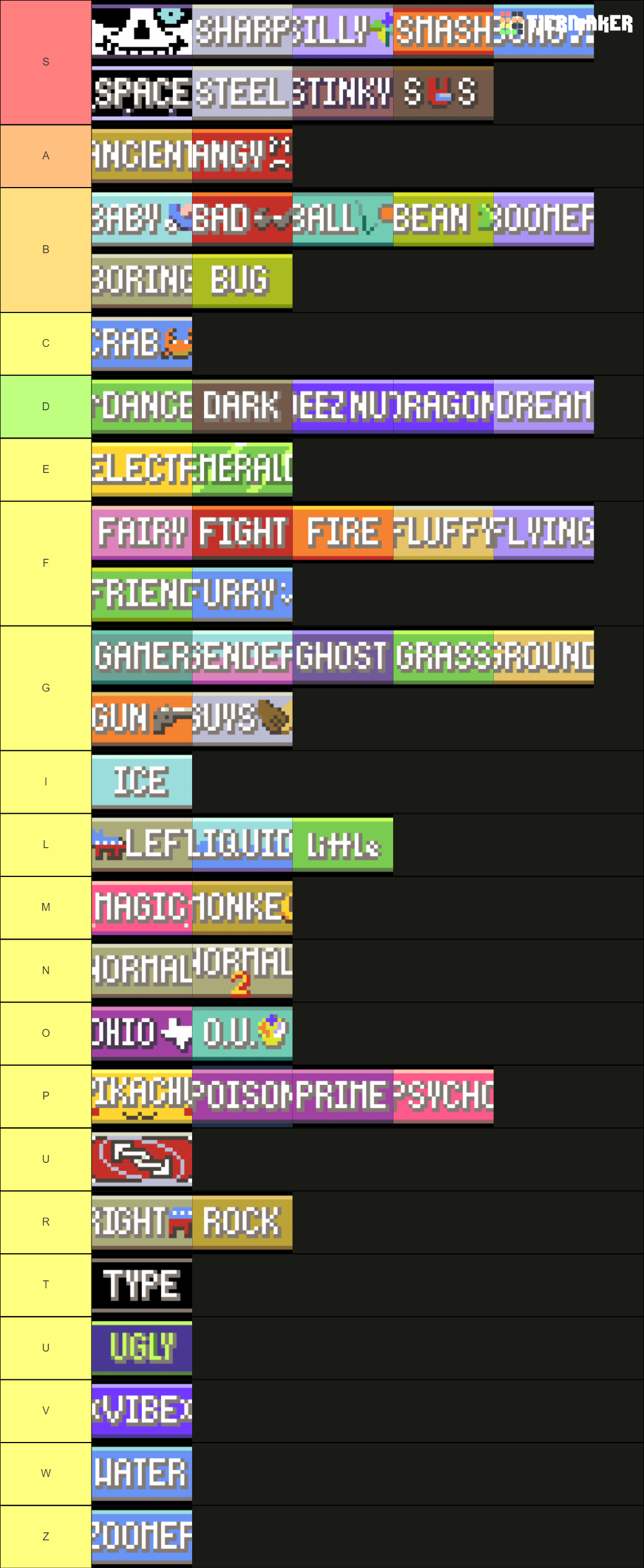 Too Many Types - Pokemon RomHack Tier List (Community Rankings) - TierMaker