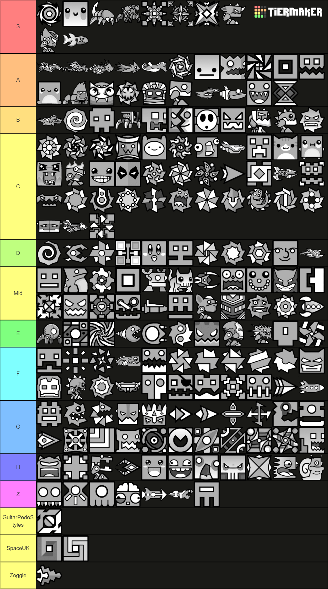 All Geometry Dash Icons Tier List (Community Rankings) - TierMaker