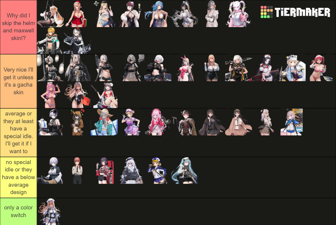 GODDESS OF VICTORY: NIKKE ALL SKINS Tier List (Community Rankings) - TierMaker