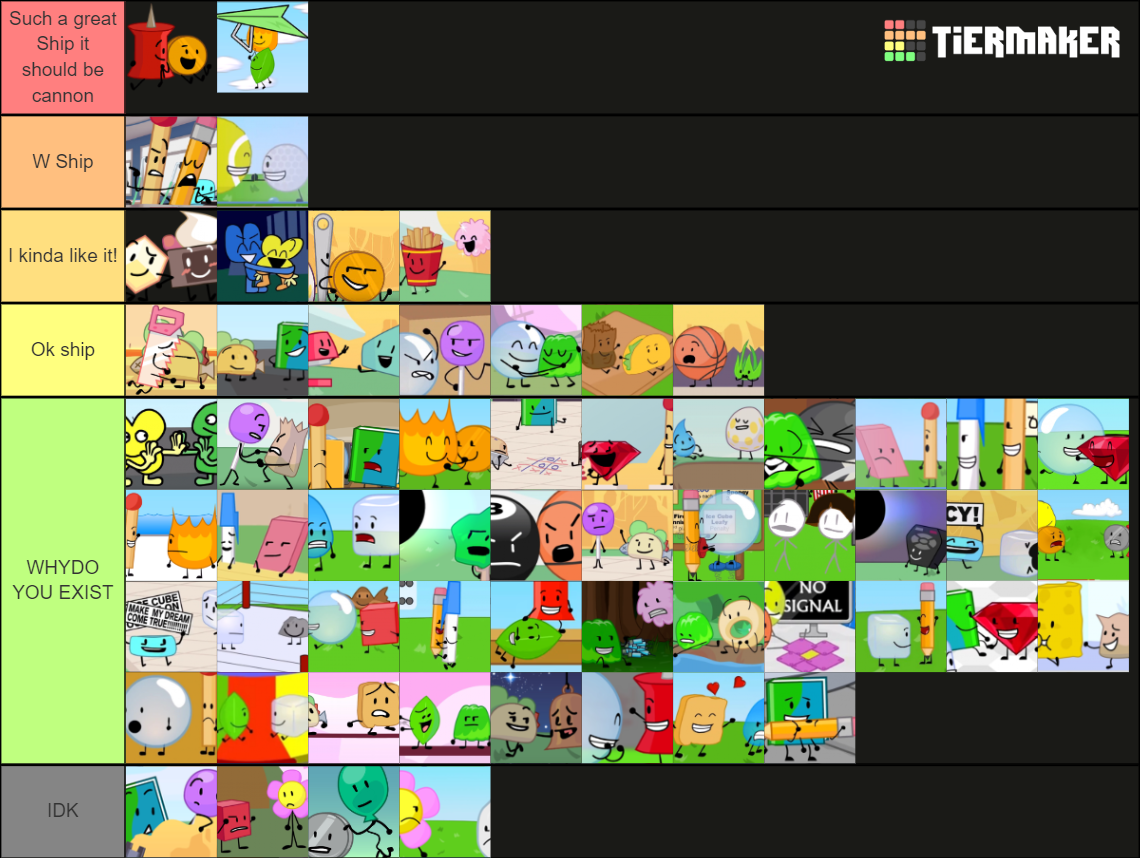 BFDI Shipping Tier List (Community Rankings) - TierMaker