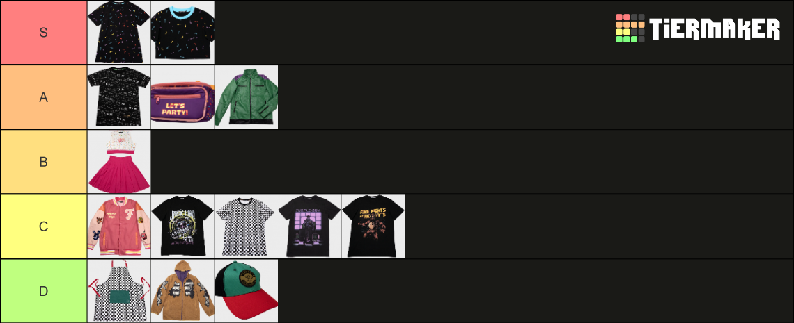 TheoryWear Fnaf Merch Legality Tier List (Community Rankings) - TierMaker