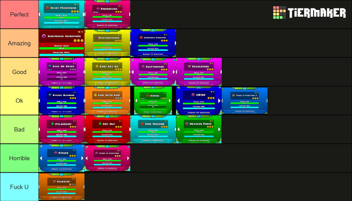 Geometry Dash (GD) Levels Tier List (Community Rankings) - TierMaker