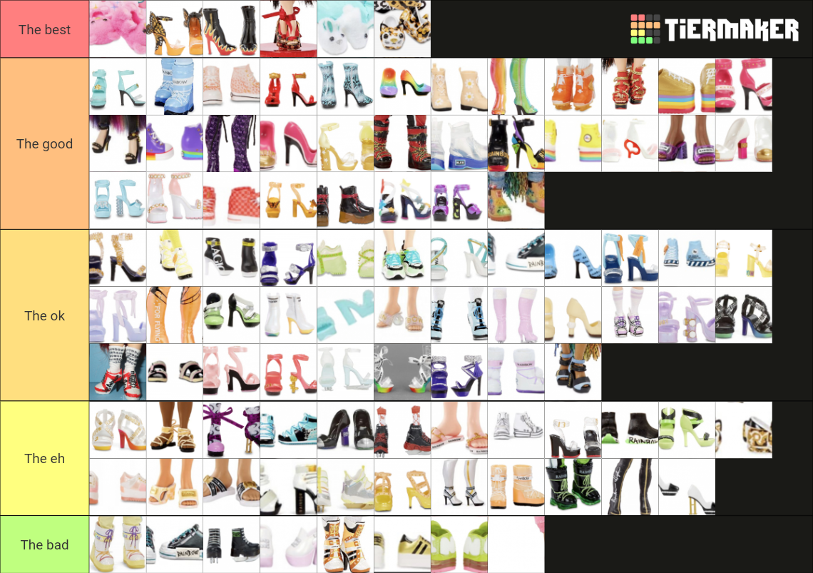 Rainbow High Shoes Tier List (Community Rankings) - TierMaker
