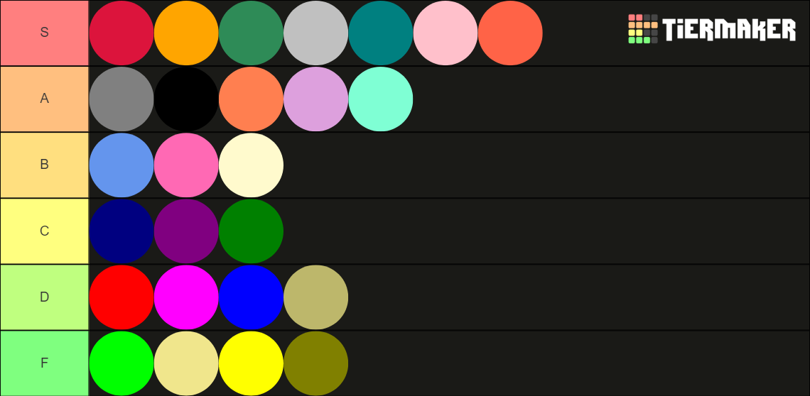 Color Tier List (Community Rankings) - TierMaker