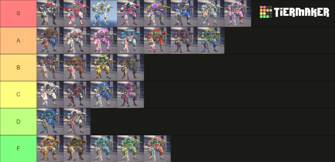 OW2 DVA skins Tier List (Community Rankings) - TierMaker