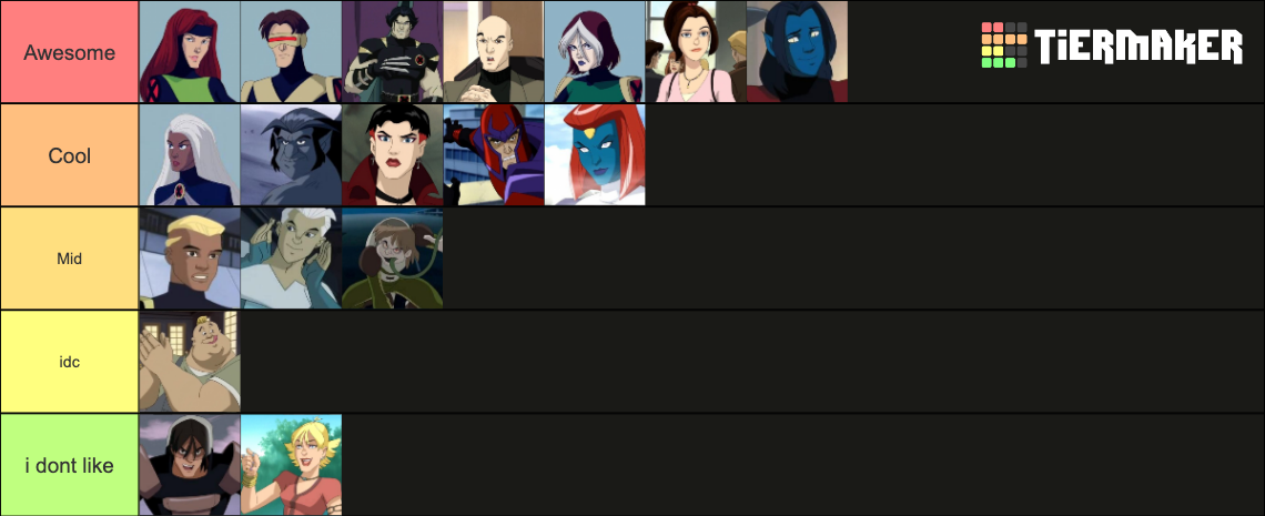 Xmen Evolution Tierlist Tier List (Community Rankings) - TierMaker