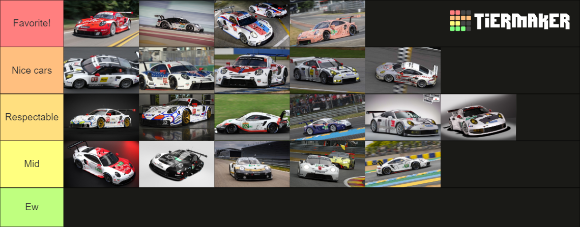 Porsche 991 RSR Factory Liveries Tier List (Community Rankings) - TierMaker
