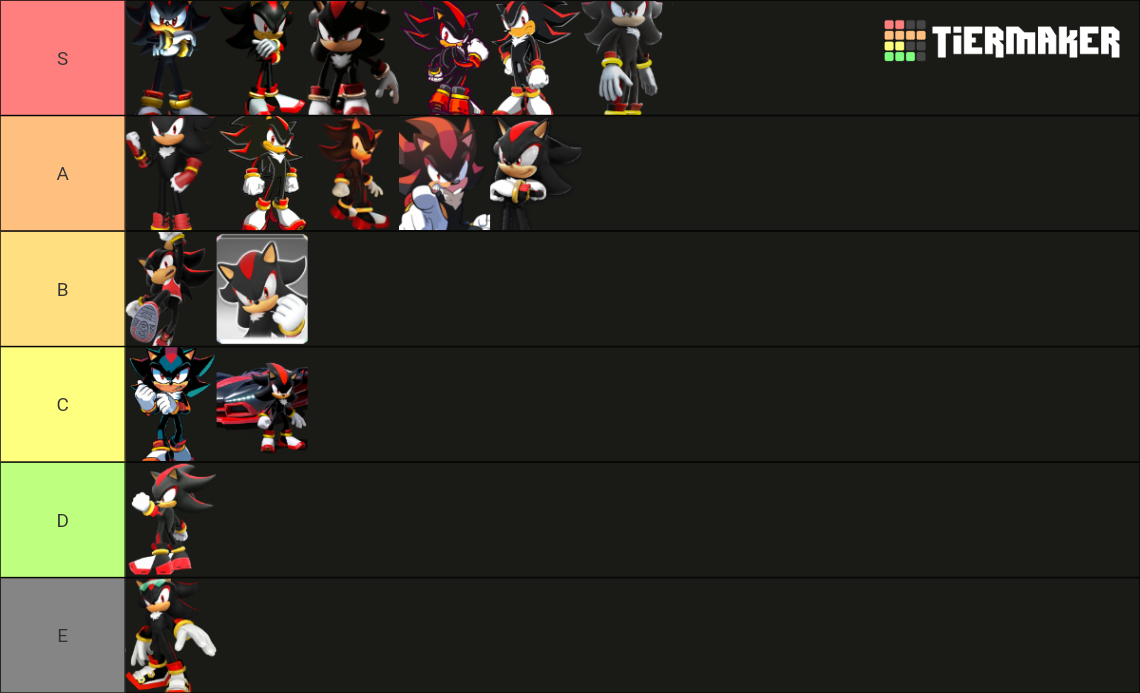 Shadow Portrayals in the Sonic Series Tier List (Community Rankings ...