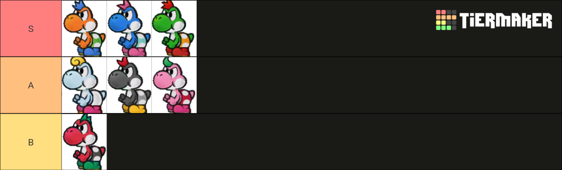 Paper Mario TTYD Yoshi Color Tier List (Community Rankings) - TierMaker